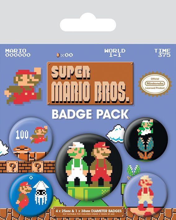Super Mario Bros. Ansteck-Buttons 5er-Pack, 7,78