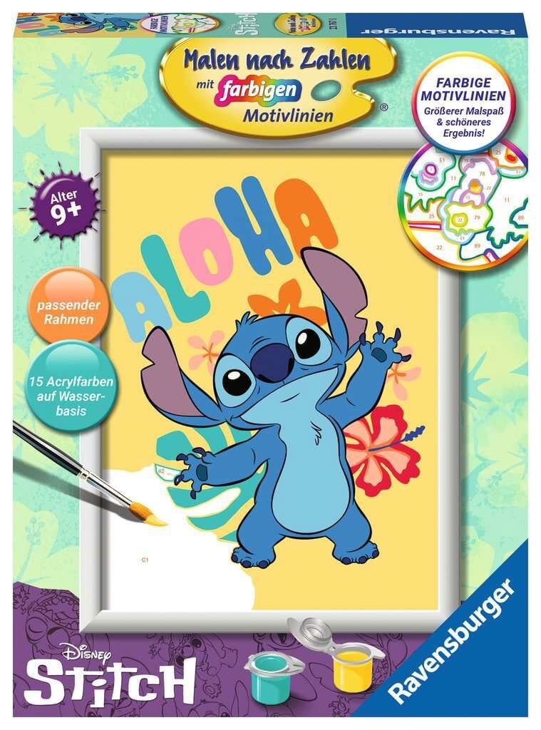 Disney Malen nach Zahlen Malset Aloha Stitch 18 x 24 cm *Deutsche Ver ...
